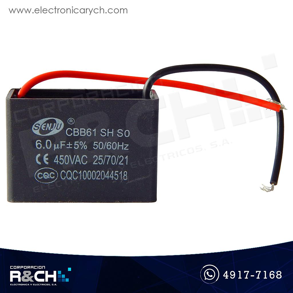 CBB61-6UF Capacitor 6uF 450V AC Para Ventilador | Electronica R&CH