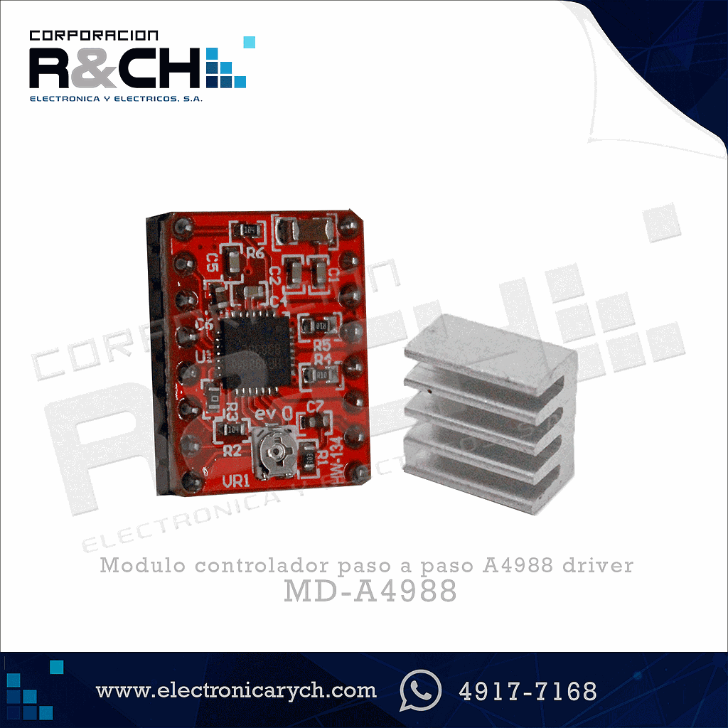 MD-A4988 Modulo Controlador Paso a Paso A4988 Driver | Electronica R&CH